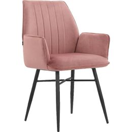 OTTO home Esszimmerstuhl &raquo;Hrodwyn&laquo; () 2 Stk.Sitz gepolstert, mit horizontale N&auml;hten am R&uuml;cken, Sitzh&ouml;he 52 cm rosa Stoff B/H/T: 58cm x 92cm x 58cm, 2 