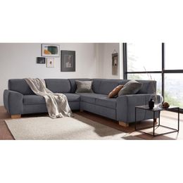DOMO collection Ecksofa &raquo;Incanto kubische Formensprache, komfortabel, flache Armlehnen, L-Form&laquo; wahlweise mit Bettfunktion grau B/H/T: 260cm x 81cm x 