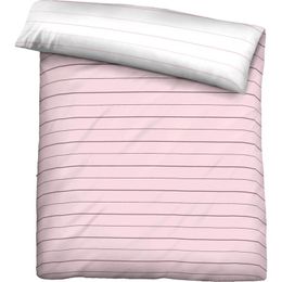Biberna Wendebettbezug &raquo;Mix & Match in Gr&ouml;&szlig;e 135x200 oder 155x220 cm&laquo; Bettbezug aus Baumwolle, gemusterte Bettw&auml;sche mit Wendeoptik rosa Mako-Satin, 