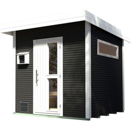 Weka Saunahaus &raquo;Design-Saunahaus KUOPIO 1&laquo; Blockbohlen, modernes WekaLine-Profil grau ohne Ofen, ohne Steuerung, (ohne Ofen)