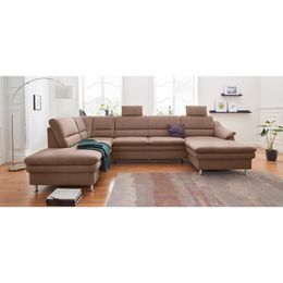 Sit & More sit&more Wohnlandschaft &raquo;Cardoso U-Form&laquo; mit Federkern und Kopfst&uuml;tzen, mit Schlaffunktion und Relaxfunktion braun Luxus-Microfaser 1 (100% Polyester)