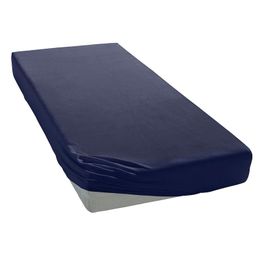 Elegante Spannbettlaken &raquo;Uni Zwirn-Jersey&laquo; aus hochwertigem Garn blau Mako-Jersey, Obermaterial: 97% Baumwolle, 3% Elasthan 1 Stk., Mako-Jersey, 140-160x190-