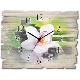 Artland Wanduhr &raquo;Spa Steine Bambus Zweige Orchidee&laquo; wahlweise mit Quarz- oder Funkuhrwerk, lautlos ohne Tickger&auml;usche gr&uuml;n B/H/T: 40cm x 30cm x 0,6cm, Funkuhr