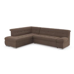 DOMO collection Ecksofa &raquo;MONA 271x213 cm, modern und komfortabel&laquo; whlw. mit Bett- und Armlehnfunktion, L-Form braun Struktur fein 100% Polyester;
