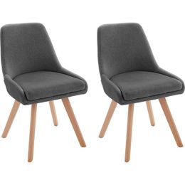 OTTO home Esszimmerstuhl &raquo;Dilla&laquo; (Set) 2 Stk.Webstoff Bezug, Massivholz Gestell, Sitzh&ouml;he 48 cm grau Metall B/H/T: 50cm x 82cm x 58cm, 2 Stk., 