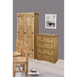 M&ouml;bilia Kleiderschrank 1 Stk. tlg. Holzoberfl&auml;che honigfarbend gewachst beige Massivholz, Metall Natur, B/H/T: 102cm x 205cm x 56cm, Schubladen: 1 Stk. T&uuml;ren:
