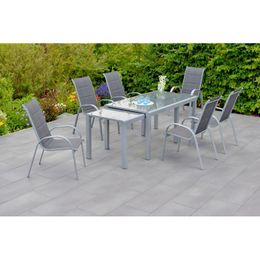 Merxx Garten-Essgruppe &raquo;Amalfi di Lusso&laquo; 7 Stk. tlg. silber Aluminium, Polyester Polyester