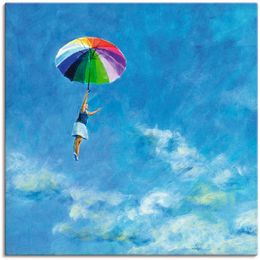 Artland Leinwandbild &raquo;Das Leben leben&laquo; Frau 1 Stk. tlg. auf Holzrahmen gespannt blau Leinwand B/H/T: 50cm x 50cm, Leinwandbild Frau quadratisch, 1 Stk.