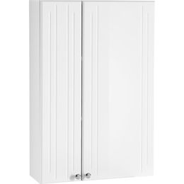H&auml;ngeschrank &raquo;Quickset 955 Wand-Badschrank 50 cm breit mit 2 T&uuml;ren, 2 Einlegeb&ouml;den&laquo; Badezimmer-H&auml;ngeschrank, Wei&szlig; Hochglanz, Griffe in Chrom Glanz 