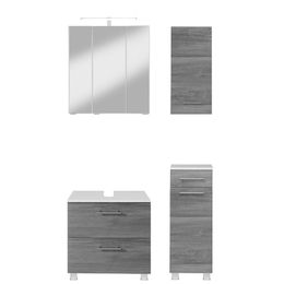 Welltime Badm&ouml;bel-Set &raquo;Trento, Badezimmer-Set, Waschbeckenunterschrank, H&auml;ngeschrank&laquo; 4 Stk. tlg. silber Holzwerkstoff, MDF B/H/T: 90cmcm x 200cmcm x 