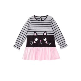Denokids Kleid 'Black Cat' M&auml;dchen Gr&ouml;&szlig;e 122 rauchgrau / hellpink / schwarz