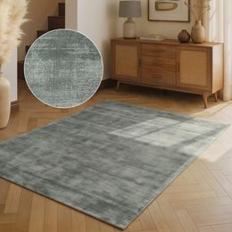 vikosa Teppich &raquo;Noemi&laquo; rechteckig 10 mm H&ouml;he Dezenter Glanz, Weich, Seidenoptik, Viskose, Wohnzimmer, Schlafzimmer grau Viskose B : 160cm 1 Stk., 10mm