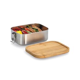 zeller Lunchbox hochwertige Edelstahl Brotdose braun Bambus, Edelstahl B/H/L: 13,5cm x 7cm x 18,4cm