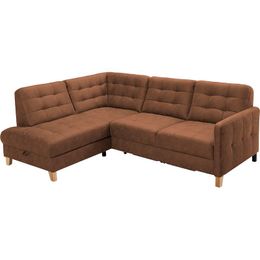 exxpo - sofa fashion Ecksofa &raquo;Elio, kompakt & bequem, zeitloses Design, Breite 228cm, L-Form&laquo; wahlweise mit Bettfunktion und Bettkasten braun B/H/T: 