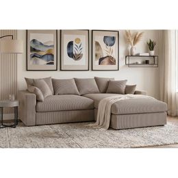 OTTO home Ecksofa &raquo;Cosy Lounge L-Form, Breite 268 cm&laquo; Mega-Sofa mit Cordstoff bezogen, mit Federkern & 5 Zierkissen 100% Polyester B/H/T: 268cm x 