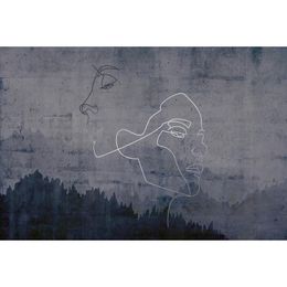 ARCHITECTS PAPER Fototapete &raquo;Atelier 47 Silver Outline&laquo; abstrakt glatt Vlies, Wand, Schr&auml;ge, Decke blau Vlies B/L: 4m x 2,7m