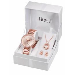 Firetti Damen Quarzuhr &raquo;Spectrum&laquo; Armbanduhr, Damenuhr, Glitzersteine, Geschenkset rosa Einheitsgr&ouml;&szlig;e