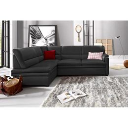 Sit & More sit&more Ecksofa &raquo;Pisa L-Form&laquo; mit Federkern, wahlweise mit Schlaffunktion schwarz NaturLEDER (echtes Rindsleder), Korpus in Kunstleder SOFTLUX ;Luxus