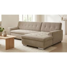 DOMO collection Ecksofa &raquo;TREVISO viele Bez&uuml;ge, auch in Cord, L-Form, 267x178 cm&laquo; mit Bettfunktion, inkl. Zierkissen, Unser Dauertiefpreis braun 100% 