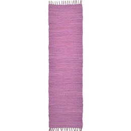 Theko Teppich &raquo;Happy Cotton Fleckerl, handgewebt&laquo; rechteckig 5 mm H&ouml;he Flachgewebe, reine Baumwolle, meliert, mit Fransen, auch als L&auml;ufer lila 