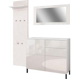 borchardt M&ouml;bel borchardt M&ouml;bel Garderoben-Set &raquo;Haama 3-teilig mit Kommode, Wandpaneel und Spiegel&laquo; 3 Stk. tlg. wei&szlig; Einheitsgr&ouml;&szlig;e