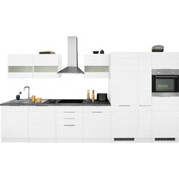 KOCHSTATION K&uuml;chenzeile &raquo;KS-Luhe&laquo; 390 cm breit, wahlweise mit oder ohne E-Ger&auml;ten, gefr&auml;ste MDF-Fronten wei&szlig; B/H/T: 390cm x 60cm, inkl. E-Ger&auml;te (
