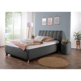 Maintal Polsterbett &raquo;H&uuml;geldorf&laquo; inklusive Bettkasten, in H2, H3 & H4 erh&auml;ltlich, aus Cord-Bezug grau Liegefl&auml;che L&auml;nge B: 200cm x 140cm, H&ouml;he Bett: 102cm H&ouml;he