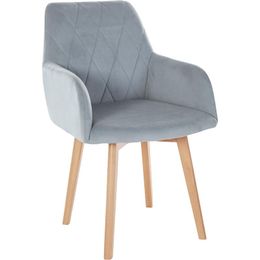 Home Affaire Armlehnstuhl &raquo;Brest&laquo; (Set) 2 Stk.Sitz und R&uuml;cken gepolstert, Rautensteppung im Rueckenlehne grau Polyester B/H/T: 59,5cm x 88cm x 66cm, 2