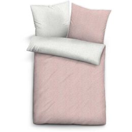 Biberna Wendebettw&auml;sche &raquo;HERMAL Melange Flanell uni, kuschelig weich&laquo; 2 Stk. Flanell in Melangeoptik, Winterbettw&auml;sche, Made in Germany rosa Flanell, 