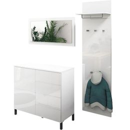 borchardt M&ouml;bel borchardt M&ouml;bel Garderoben-Set &raquo;Haama 3-teilig mit Kommode, Wandpaneel und Spiegel&laquo; 3 Stk. tlg. wei&szlig; Holzwerkstoff B/H/T: 133cmcm x 160cmcm x 35cmcm