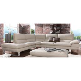 Calia italia Ecksofa &raquo;Dave, italienisches Designsofa mit erstklassigem Sitzkomfort, L-Form&laquo; mit tollen Lederbez&uuml;gen grau NaturLeder Sorrento;Leder 
