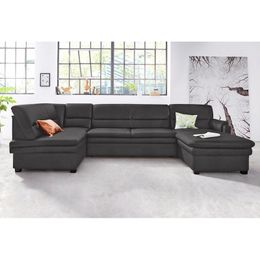 Sit & More sit&more Wohnlandschaft &raquo;Pisa U-Form&laquo; mit Federkern, wahlweise mit Schlaffunktion grau Flachgewebe (100% Polyester);Luxus-Microfaser1 (100% Polyester)