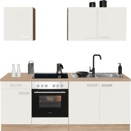 Optifit K&uuml;chenzeile &raquo;Leer Breite 210 cm&laquo; mit Hanseatic-Ger&auml;ten, wahlweise mit Geschirrsp&uuml;ler wei&szlig; B/H/T: 210cm x 60cm, ohne Geschirrsp&uuml;ler