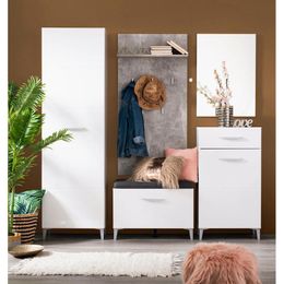 Home Affaire Garderoben-Set &raquo;Como&laquo; Komplett-Set wei&szlig; Glas, Hartfaserplatte, Holzwerkstoff, MDF, Metall B/H/T: 190,5cmcm x 195cmcm x 35cmcm