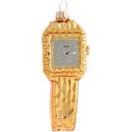 Christbaumschmuck &raquo;Damenuhr, Weihnachtsdeko, Christbaumschmuck&laquo; mundgeblasen gold Glas Einheitsgr&ouml;&szlig;e