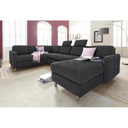 Sit & More sit&more Wohnlandschaft &raquo;Pablo U-Form&laquo; wahlweise mit Schlaffunktion und Bettkasten schwarz Struktur (100% Polyester);Kunstleder SOFTLUX ;Luxus-