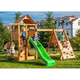 Fungoo Spielturm &raquo;FORTRESS Spider+&laquo; mit Schaukel & Rutsche, Klettererweiterung braun Holz, Metall, Polyethylen Einheitsgr&ouml;&szlig;e