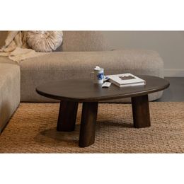 Woood Couchtisch &raquo;Roundly aus Mangoholz mit organisch geformter Platte 110x60x40 cm&laquo; Tragkraft 30 kg, Plattendicke 4 cm, Beine 14 cm breit B/H/T: 