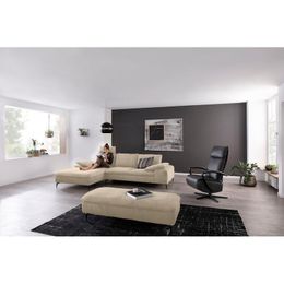 W.Schillig Ecksofa &raquo;valentinoo, Designsofa, bequem, elegant und zeitlos, L-Form&laquo; inklusive Hocker, mit Sitztiefenverstellung, Breite 299 cm beige 