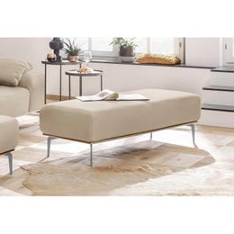 W.Schillig Polsterhocker &raquo;run&laquo; mit elegantem Holzsockel, F&uuml;&szlig;e in Silber matt, Breite 150 cm beige Longlife Xtra-Leder Z73: Naturwalkleder der 