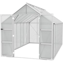 Vitavia Gew&auml;chshaus &raquo;Domus 11500&laquo; mit Doppelschwingt&uuml;ren und bodentiefer T&uuml;rschwelle, 6 mm Hohlkammer silber B/H/T: 257cm x 253,9cm x 449cm