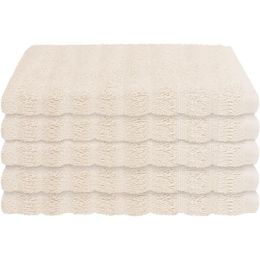 Schiesser Gaestehandtuecher &raquo;Neapel aus 100% Baumwolle mit eleganter Hoch-Tief-Optik&laquo; OEKO-TEX MADE IN GREEN beige Frottier, Baumwolle B/L: 30cmx50cm, 5 Stk., 