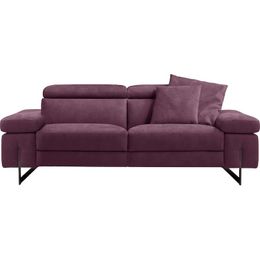 Egoitaliano 2,5-Sitzer &raquo;Candice, elegant und edel, hochwertiges Designsofa, bequem&laquo; Kopfteile manuell verstellbar, titanumfarbene Kufenf&uuml;&szlig;e lila B/H/T: 222cm x 