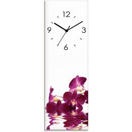 Artland Wanduhr &raquo;Phalaenopsis Orchidee&laquo; wahlweise mit Quarz- oder Funkuhrwerk, lautlos ohne Tickger&auml;usche lila B/H/T: 20cm x 60cm x 1,8cm, Funkuhr