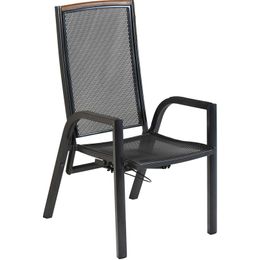 Merxx Gartensessel &raquo;&raquo;Tilos&laquo;&laquo; Set, R&uuml;ckenabschluss aus Akazienholz, 2 Stk. tlg. R&uuml;ckenlehne verstellbar durch Gasdruckfeder grau Akazienholz FSC 100% B