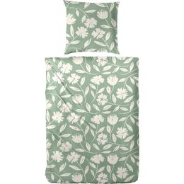 Primera Wendebettw&auml;sche &raquo;Perkal Bettw&auml;sche&laquo; 2 glatte Oberfl&auml;che, perfekt f&uuml;r erholsame N&auml;chte, atmungsaktiv gr&uuml;n Perkal, Obermaterial: 100% Baumwolle B/L: 
