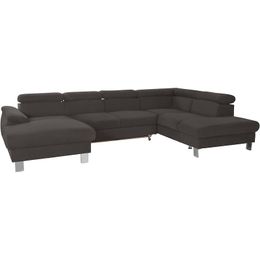 COTTA Wohnlandschaft &raquo;Komaris U-Form, B: 320 cm&laquo; mit Kopfteilverstellung, optional Schlaffunktion, Bettkasten & Licht braun Microfaser PRIMABELLE (100
