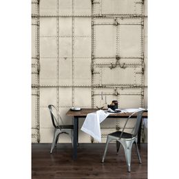 Livingwalls living walls Vliestapete &raquo;Industrial-Tapete Nietenoptik Grau Beige vintage&laquo; matt glatt beige Vlies B/L: 2,7m x 4m, Rollen: 1