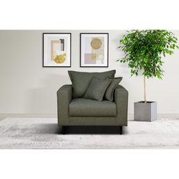Home Affaire Sessel &raquo;VEYRAS Loungesessel, Ma&szlig;e B/T/H: 95/84/76 cm&laquo; mit Wellenunterfederung, incl. Kissen gr&uuml;n 100% Polyester Struktur weich, B/H/T: 