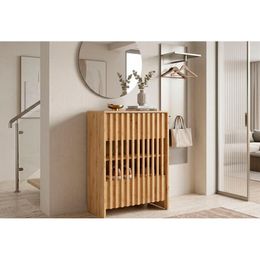 OTTO home Mehrzweckschrank &raquo;MURET, multifunktionale Kommode, 4 F&auml;cher und 2 T&uuml;ren, Lamellenfronten&laquo; Ma&szlig;e B/T/H: 60/35,4/87 cm, Kommode mit viel 